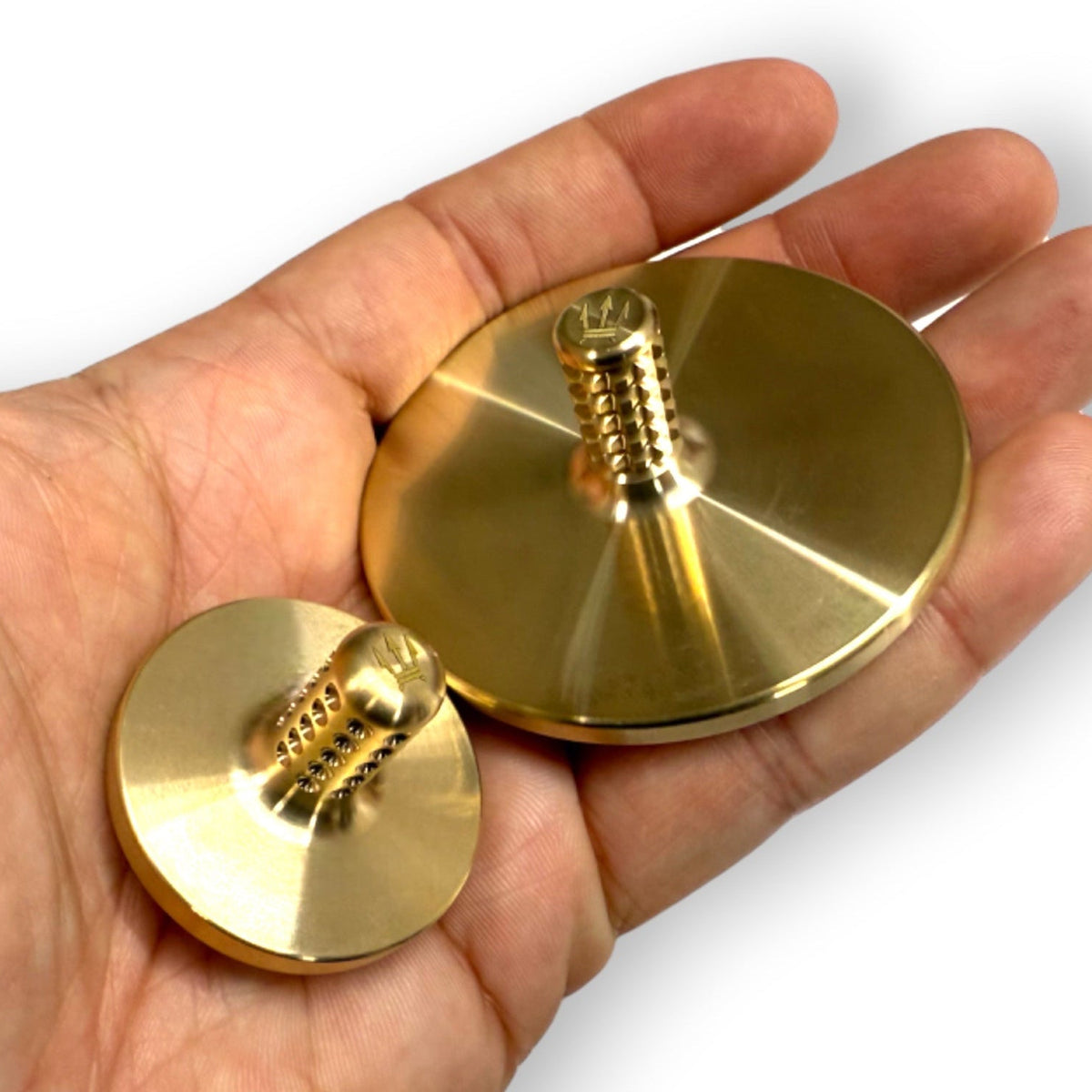 MEGA Tip Top - Tungsten / Brass - Spinning Top + Delrin Stand by Marat ...